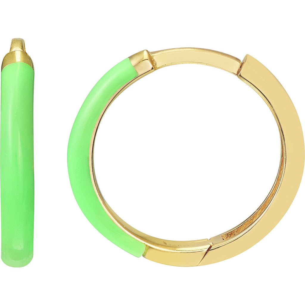 Illuminate Your Style with Olas d'Oro's 14K Yellow Gold Neon Green Ena ...