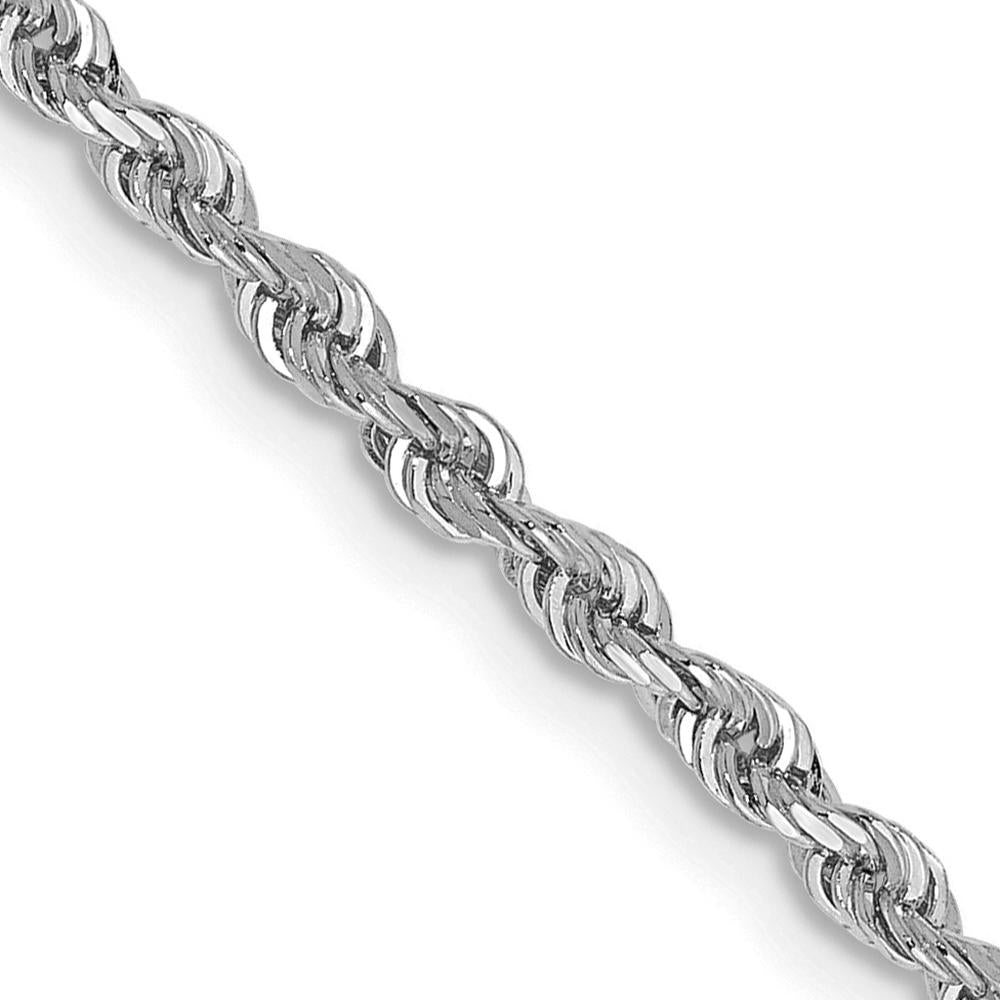 10K White Gold 30" Diamond-Cut Rope Chain - 2.25mm Width with Lobster ...