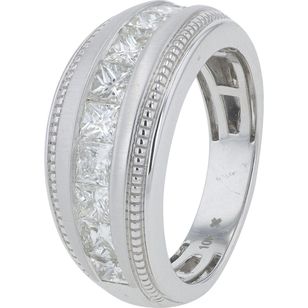 10K White Gold Diamond Gents Wedding Band with 2 Carat Total Weight Ch ...