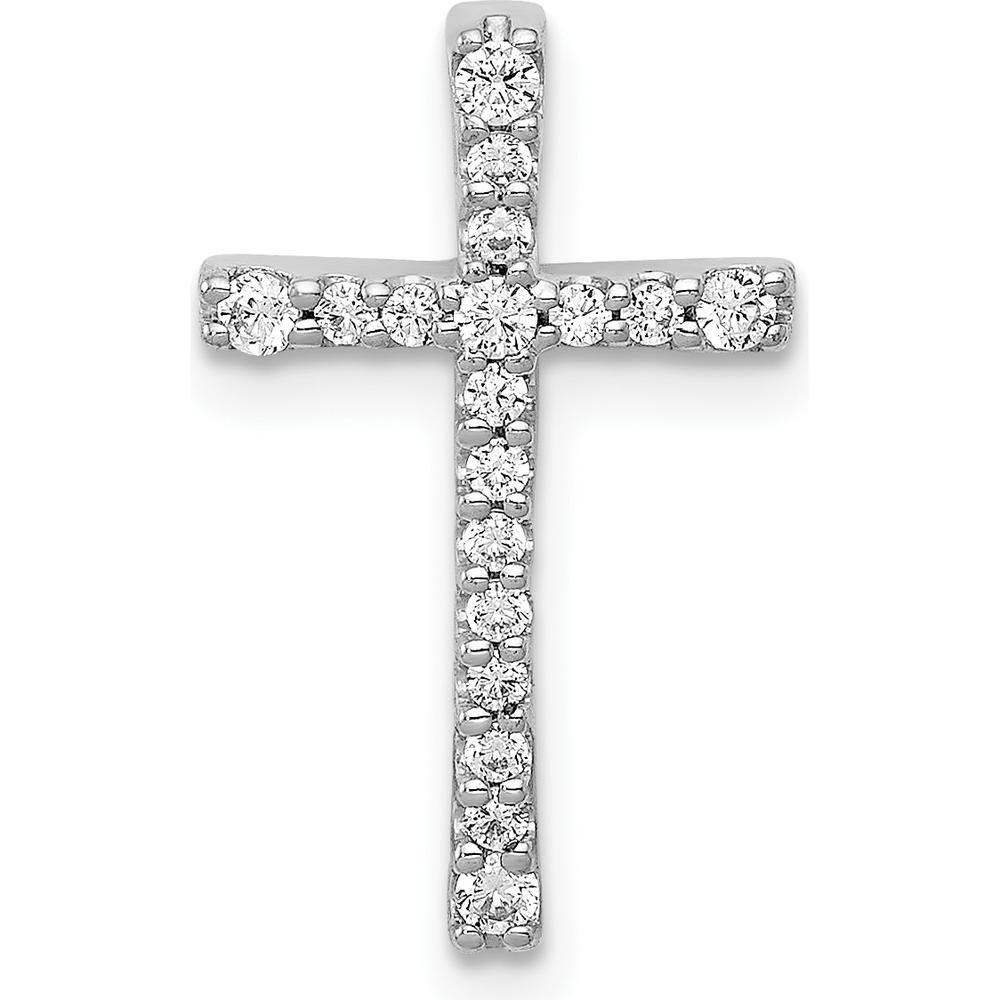 10K White Gold Diamond Latin Cross Pendant - 1/5 Carat Total Diamond W ...