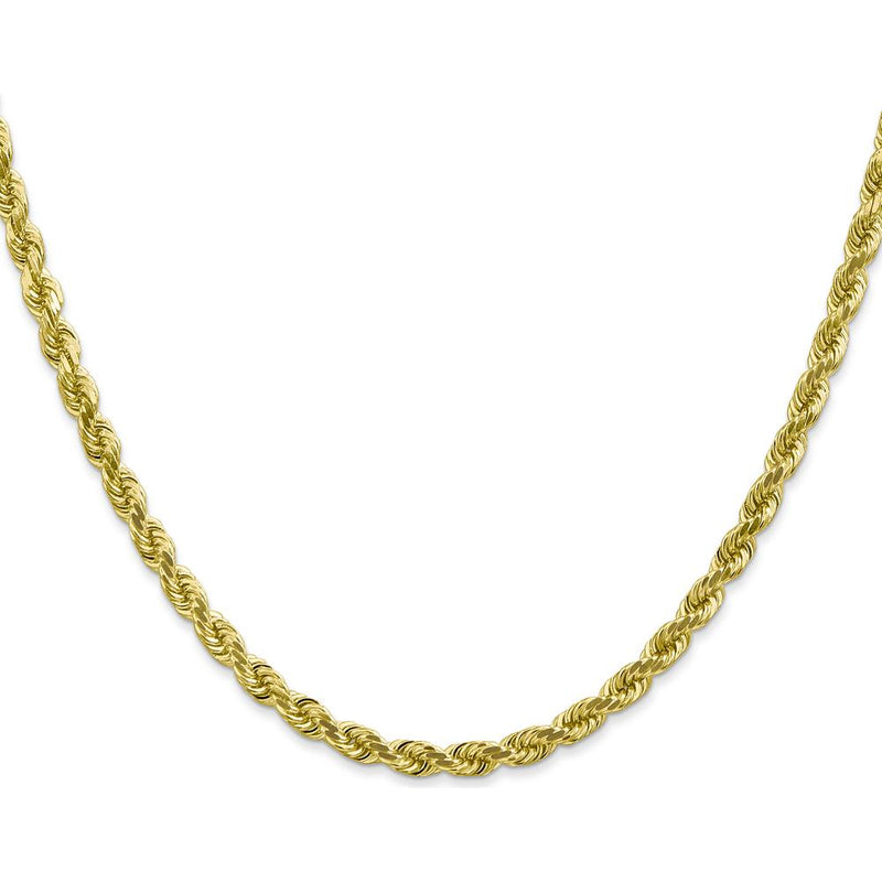 10K Yellow Gold 24" 4mm Diamond-Cut Rope Chain Necklace - Solid & Hand ...