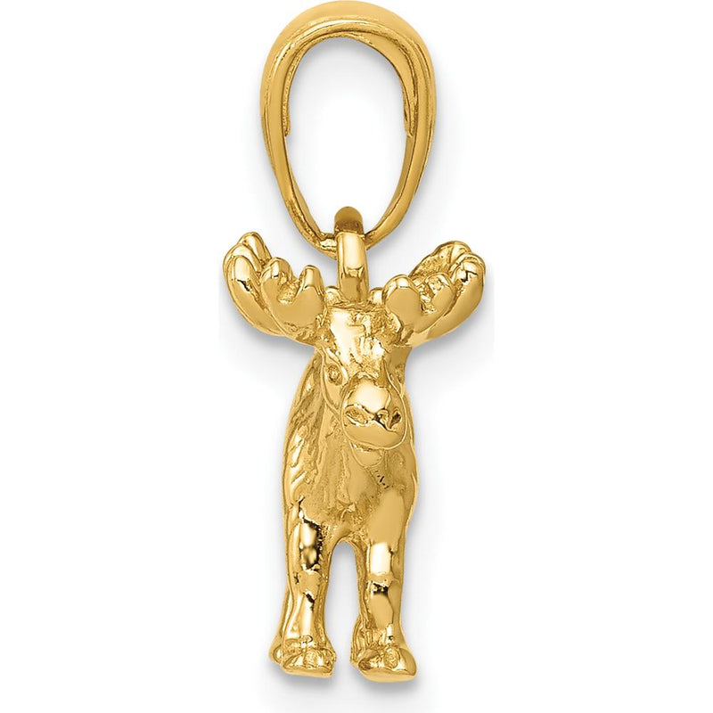 10K Yellow Gold 3D Moose Pendant - Nature Inspired Wildlife Charm ...