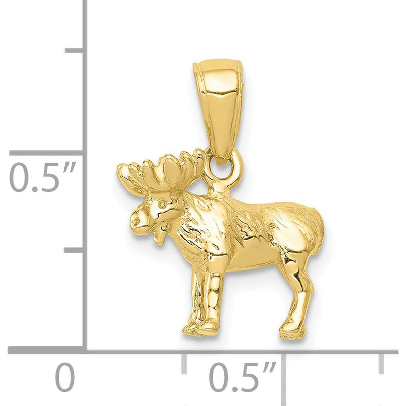 10K Yellow Gold 3D Moose Pendant - Nature Inspired Wildlife Charm ...