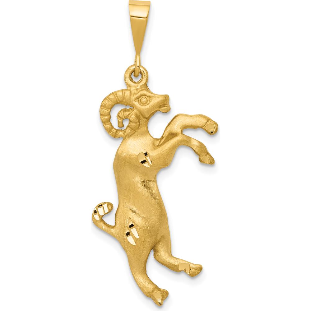 10K Yellow Gold Aries Zodiac Charm Pendant - 40mm Length by Oro Pregia ...