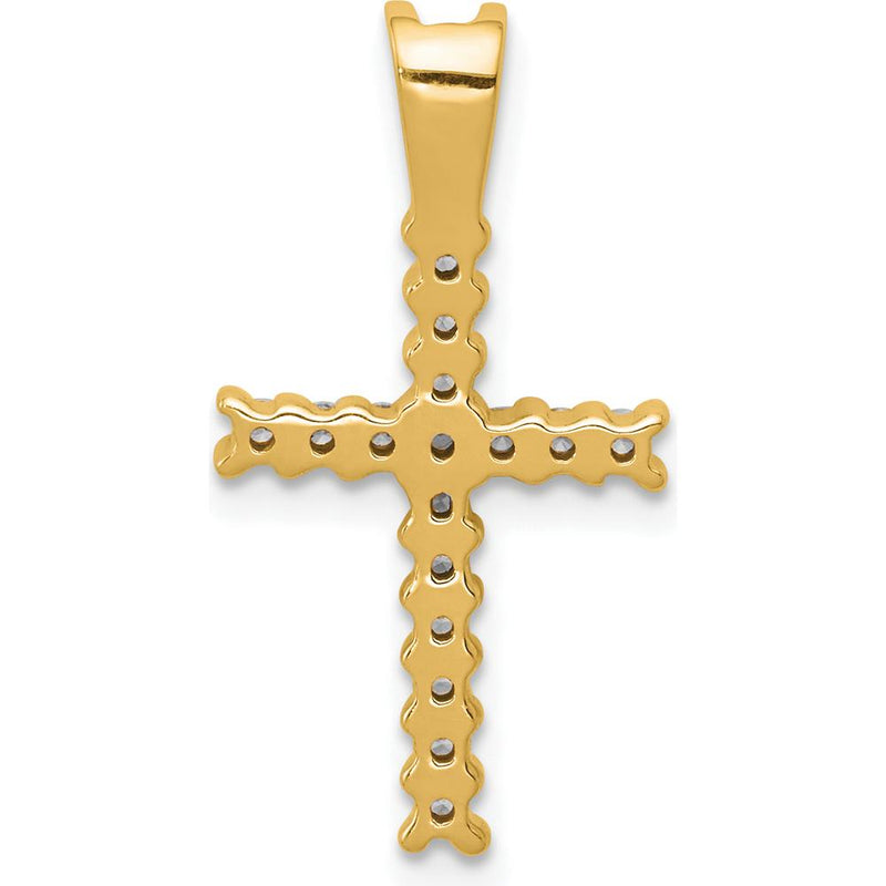 10K Yellow Gold Latin Cross Pendant with Round Prong Set Diamonds - 23 ...