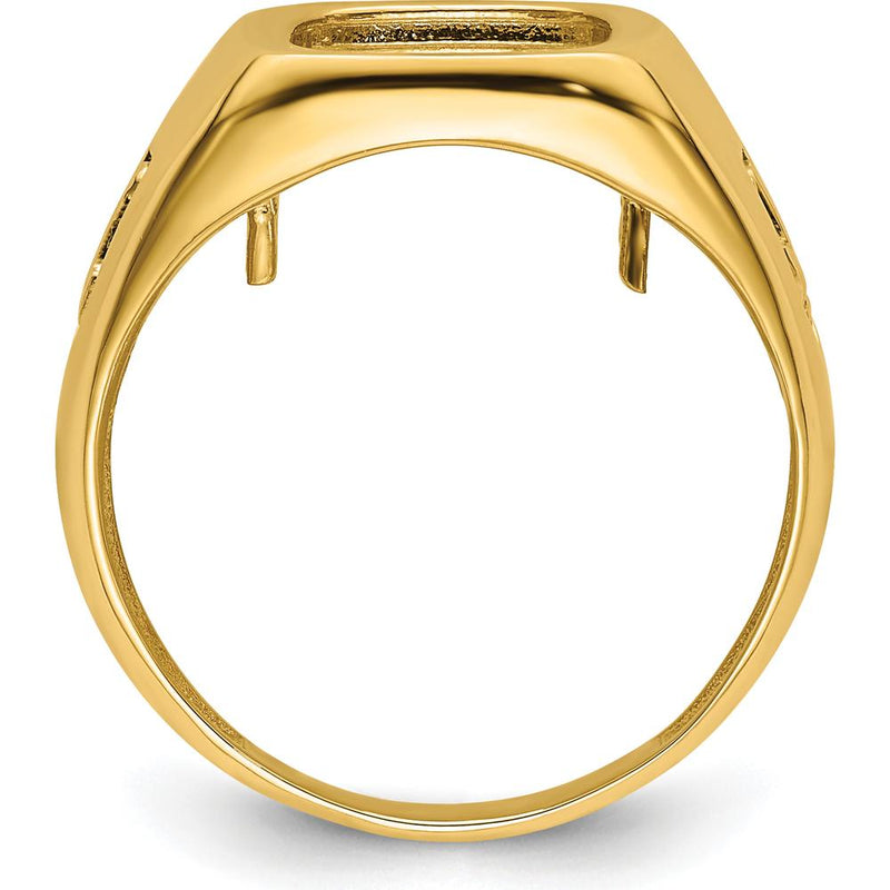 10K Yellow Gold Men's Polished and Textured Masonic Ring Mounting - 12 ...