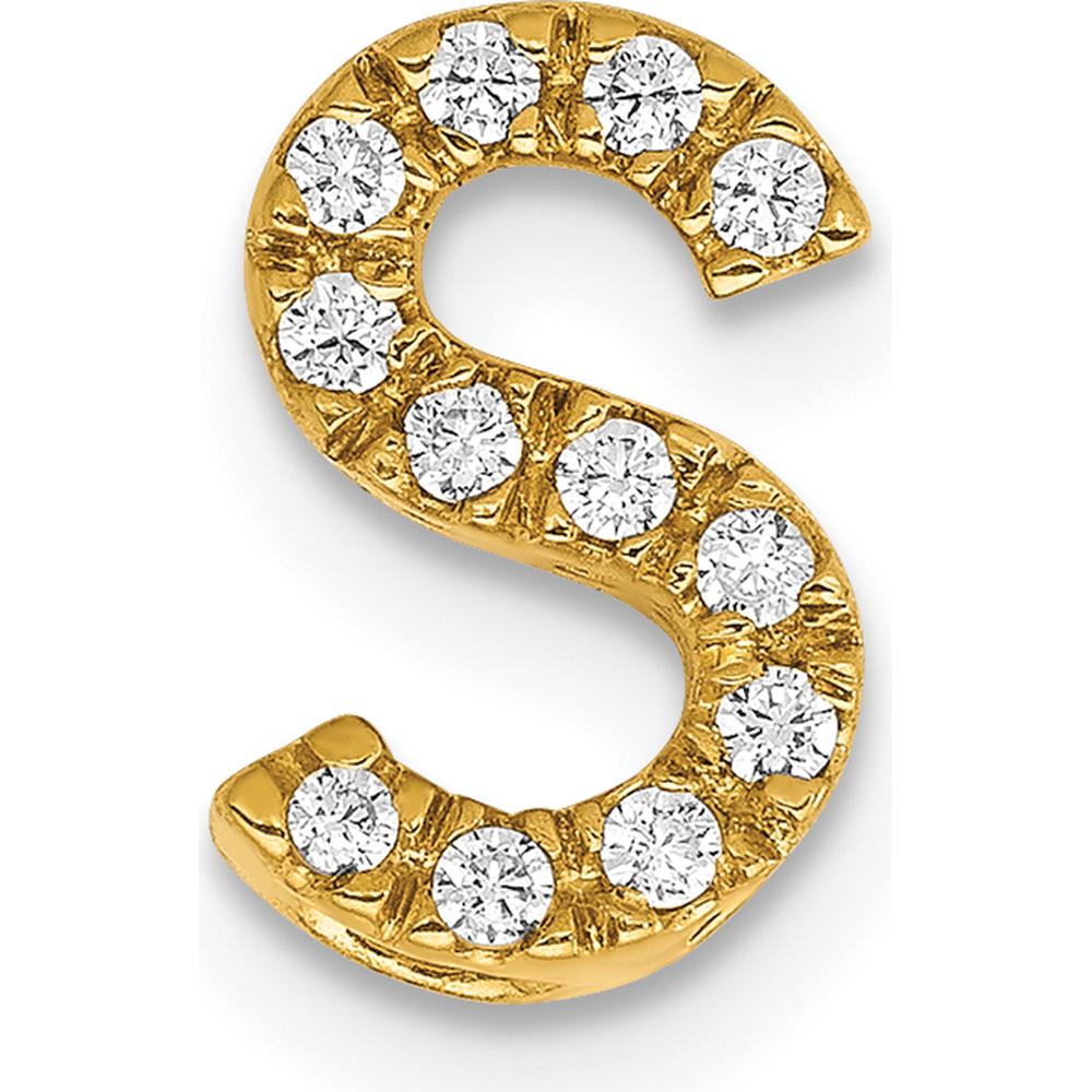 10K Yellow Gold Personalized Diamond Letter S Initial Charm - 0.10 Car ...