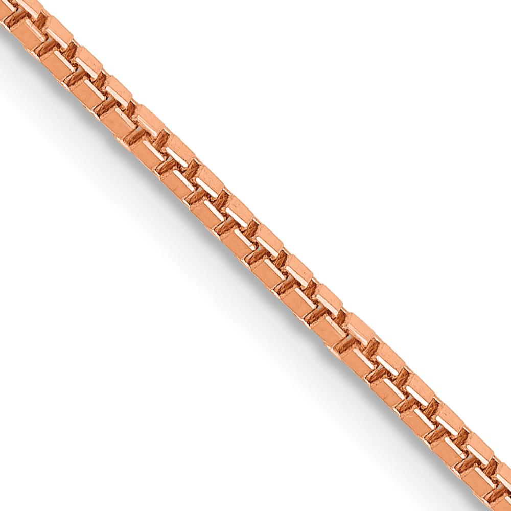 14K Rose Gold 22" Box Link Chain Necklace with Lobster Clasp - 1.3mm W ...