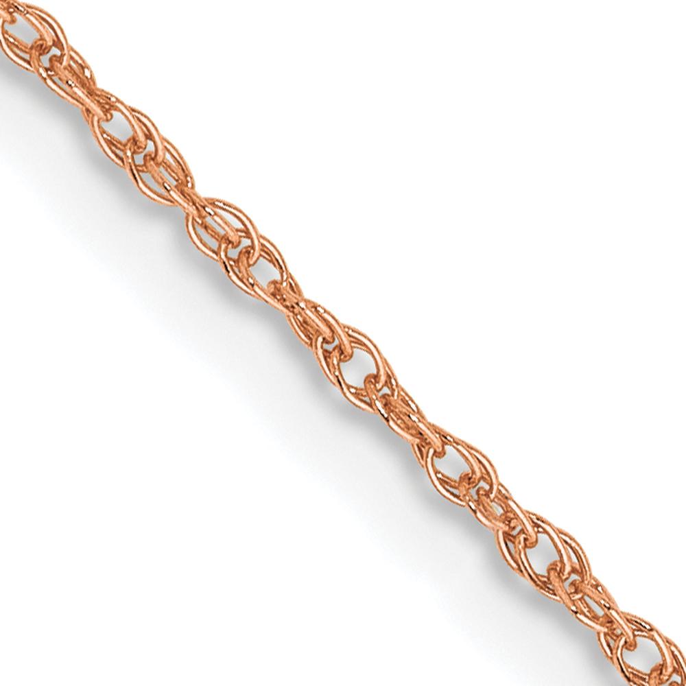 14K Rose Gold 24" Baby Rope Chain with Spring Ring Clasp - 0.8mm Width ...