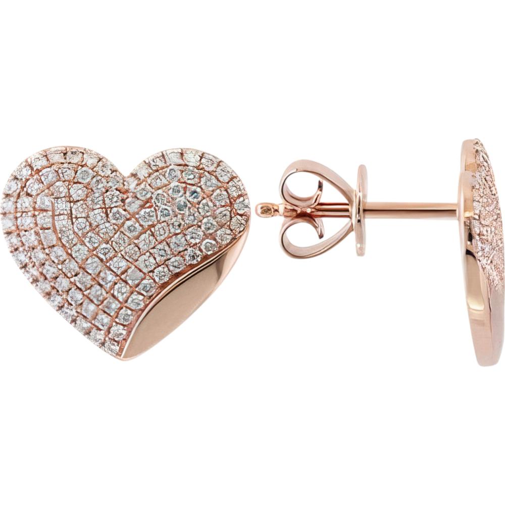 14K Rose Gold EFFY Heart Stud Earrings with Pavé Round Diamonds - 0.60 ...