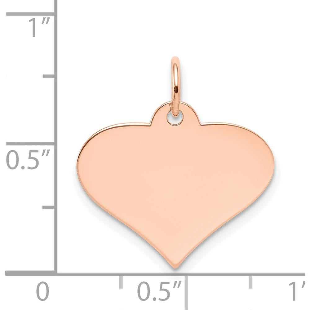 14K Rose Gold Plain Engraveable Heart Disc Charm - 21mm Length by Oro ...