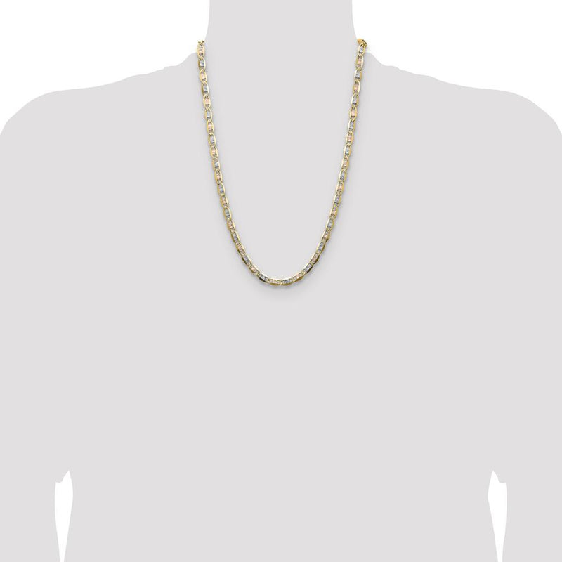 14K Tri-color Gold 24" Pave Valentino Chain - 6.1mm Width by Oro Pregi ...