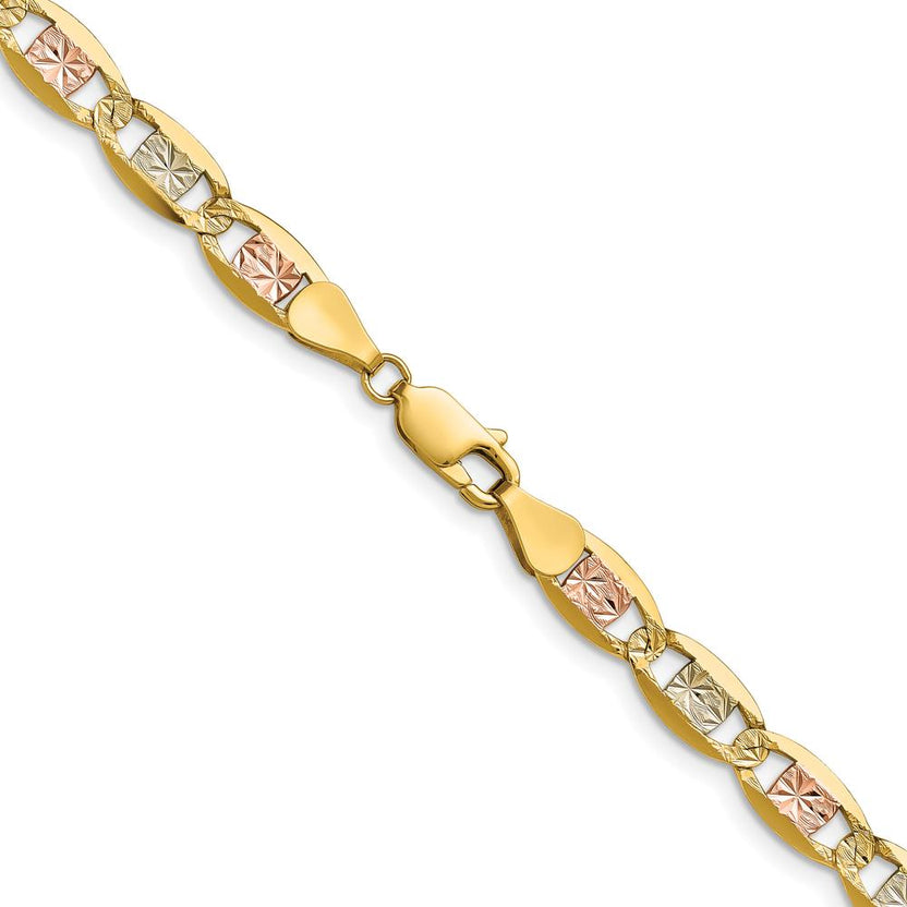 14K Tri-Color Gold 6.1mm Pavé Valentino Chain Necklace - 16" by Oro Pr ...