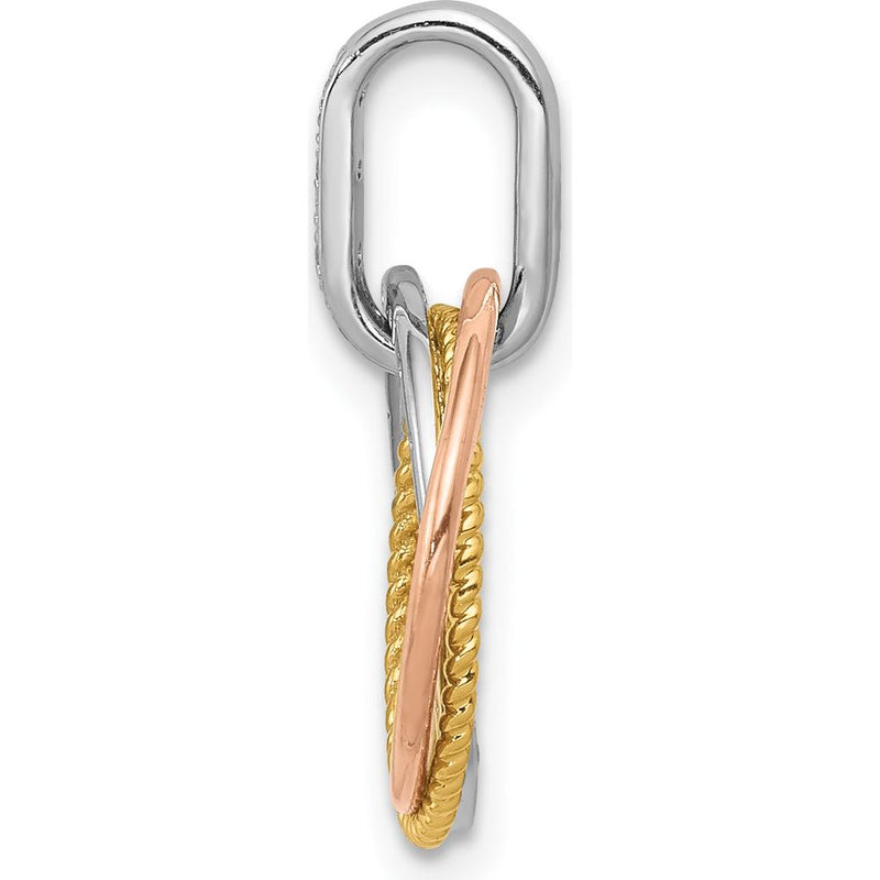 14K Tri-color Gold Pendant with 22 Round Diamonds - 0.066 Carat Total ...