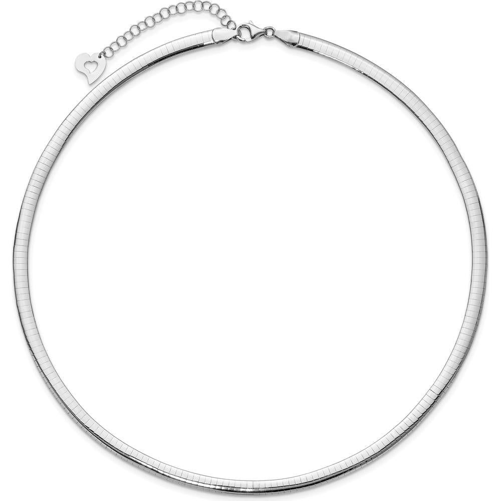 14K Two-Tone 5mm Lightweight Reversible Omega Necklace with 2" Heart C ...