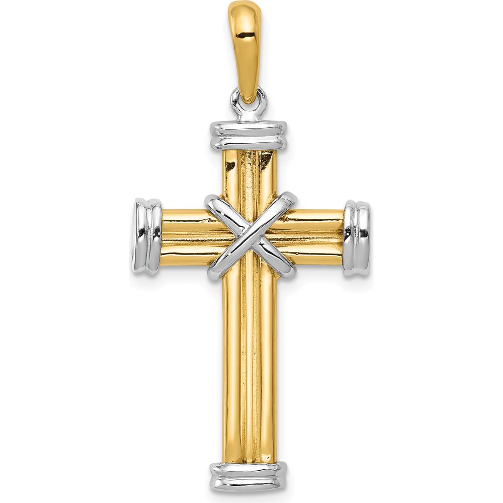 14K Two-Tone Gold Center-X Latin Cross Pendant - 40mm by Oro Pregiato ...