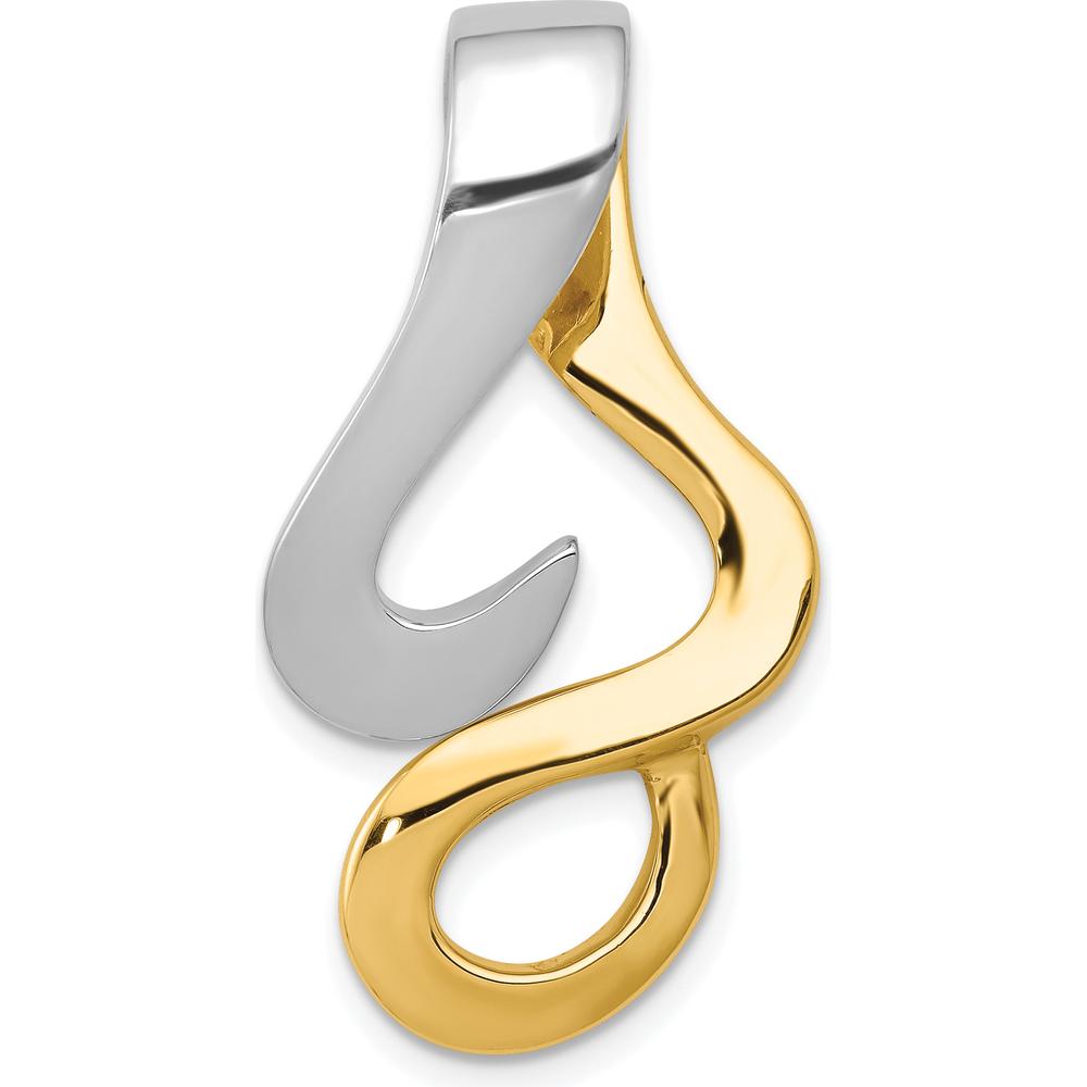 14K Two-Tone Reversible Slide Pendant for Omega Chains - Fits Up to 10 ...
