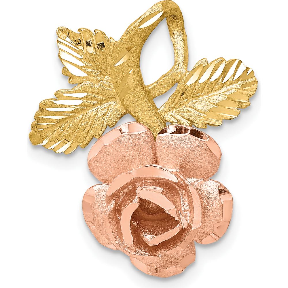 14K Two-Tone Rose Gold Flower Pendant Slide - Textured Charm by Oro Pr ...