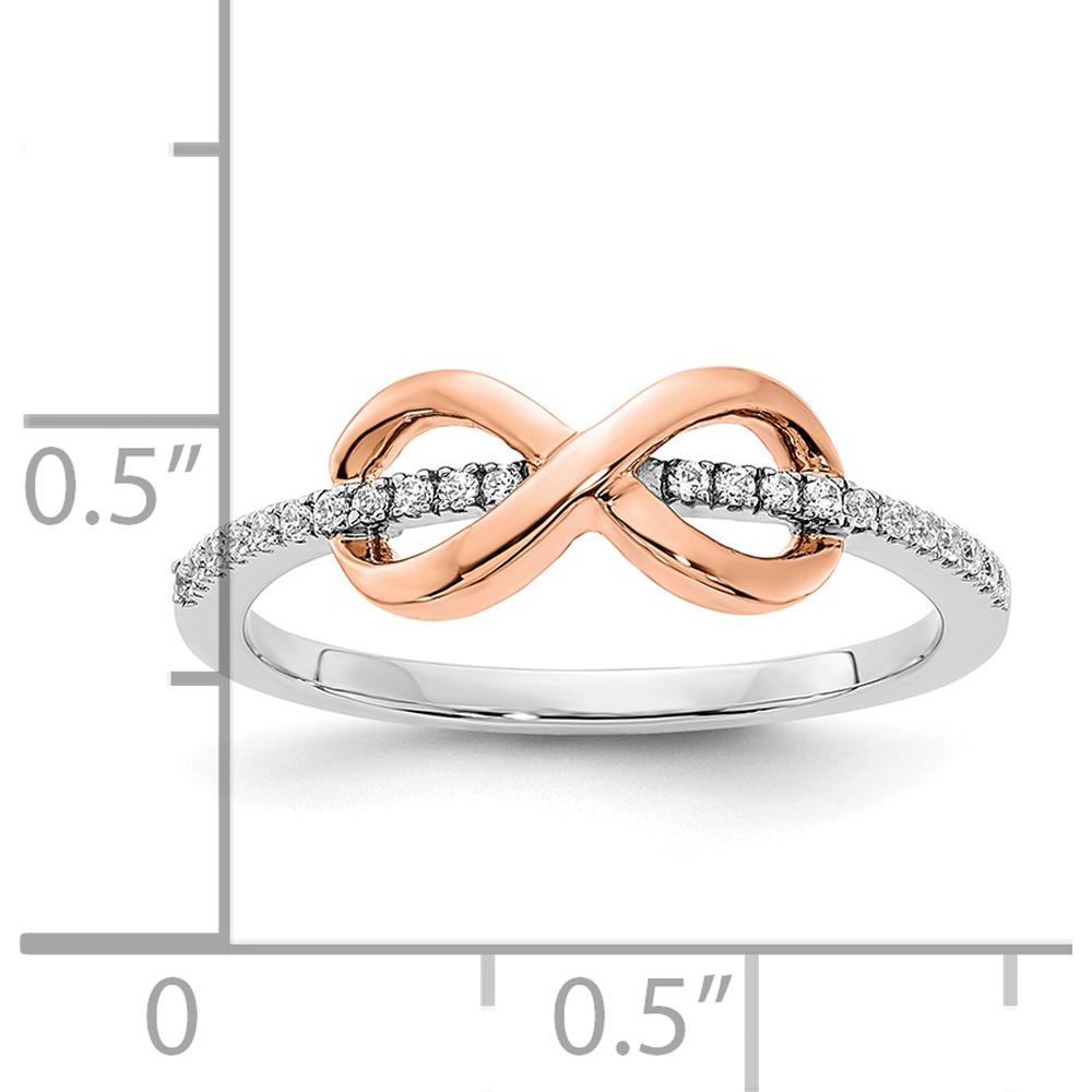 14K Two-Tone White & Rose Gold Infinity Diamond Ring with 22 Round Dia ...