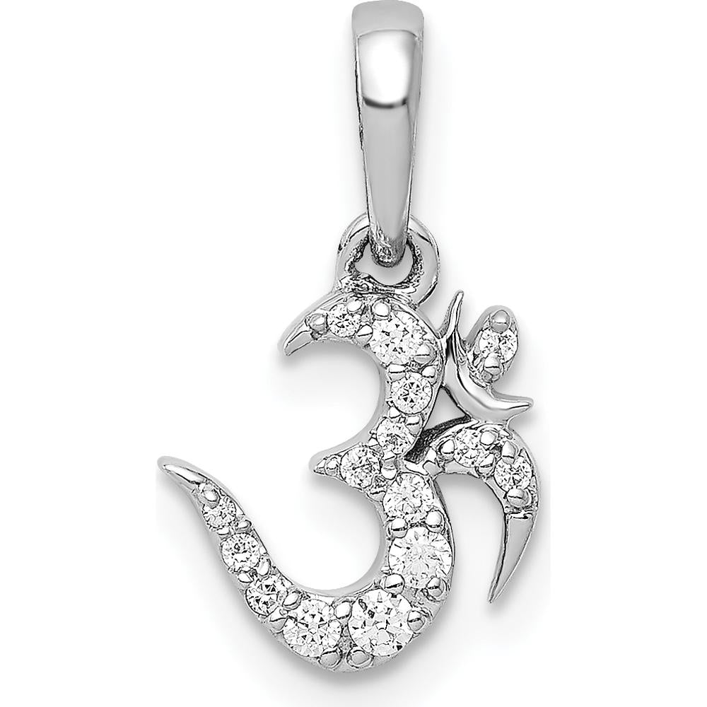 14K White Gold 1/10 Carat Diamond Om Symbol Pendant - Spiritual Jewelr ...
