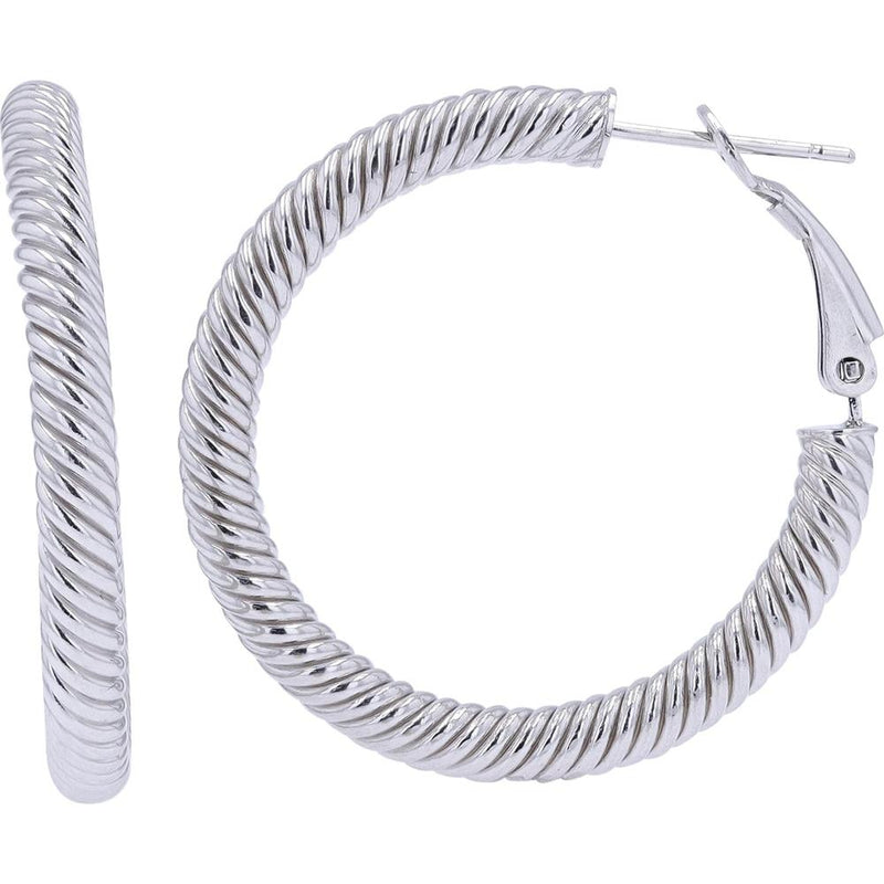 14K White Gold 1.25 Inch Twisted Hoop Earrings - Elegant and Timeless ...