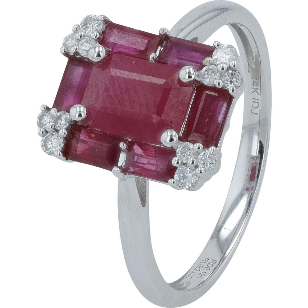 14K White Gold 2 Carat Ruby Ring with Diamond Accents - 0.12 Carat Tot – Robinson's Jewelers