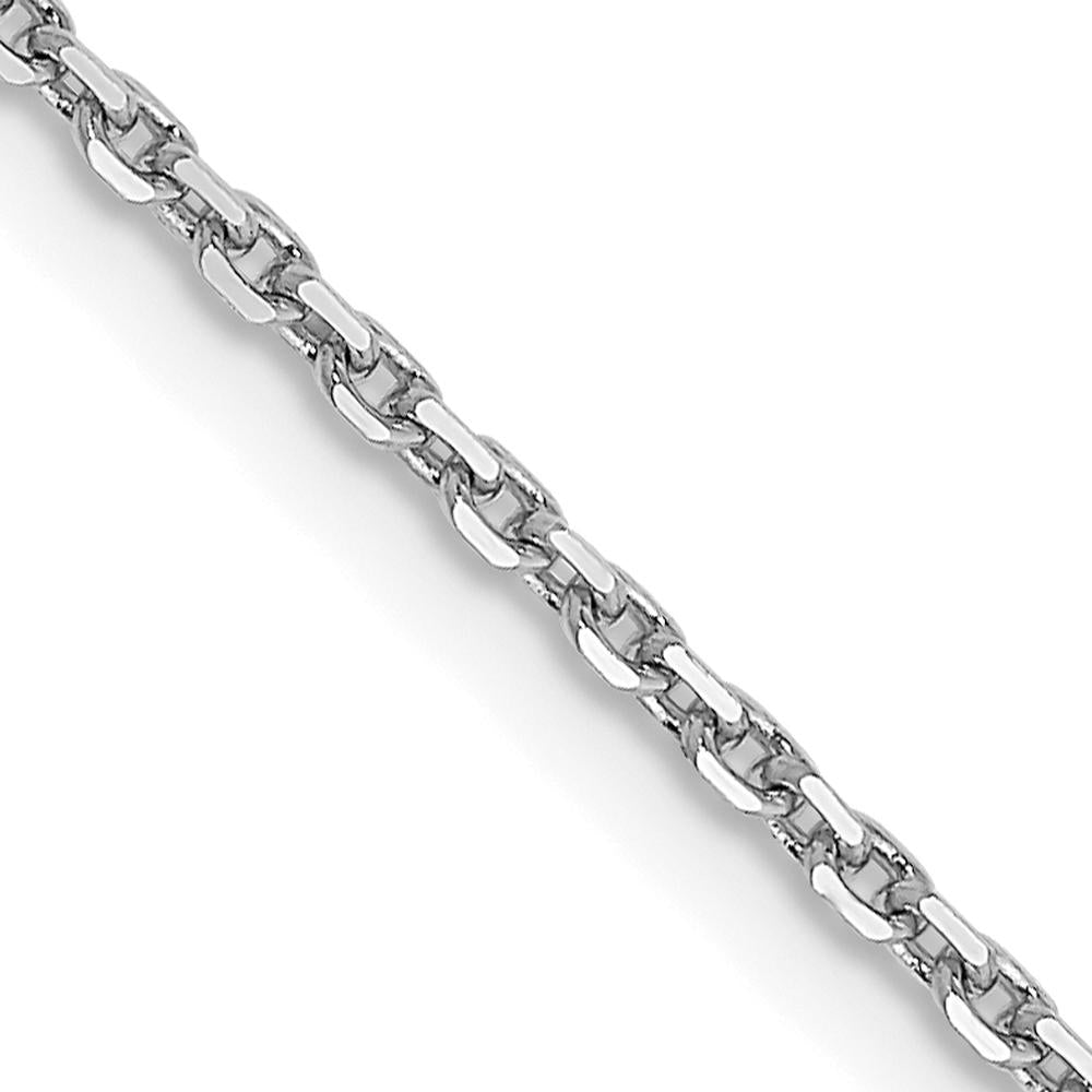 14K White Gold 24" 1.4mm Diamond-Cut Round Open Link Cable Chain with ...