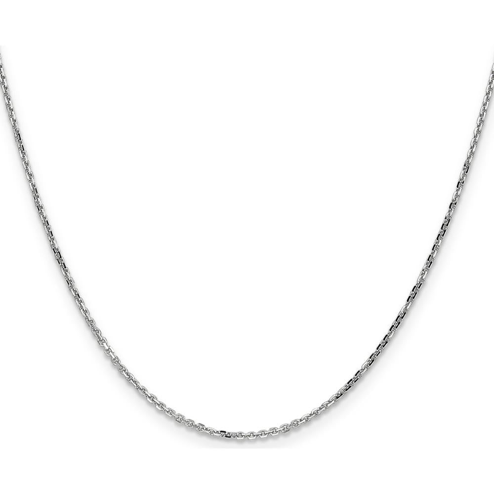 14K White Gold 24" 1.4mm Diamond-Cut Round Open Link Cable Chain with ...