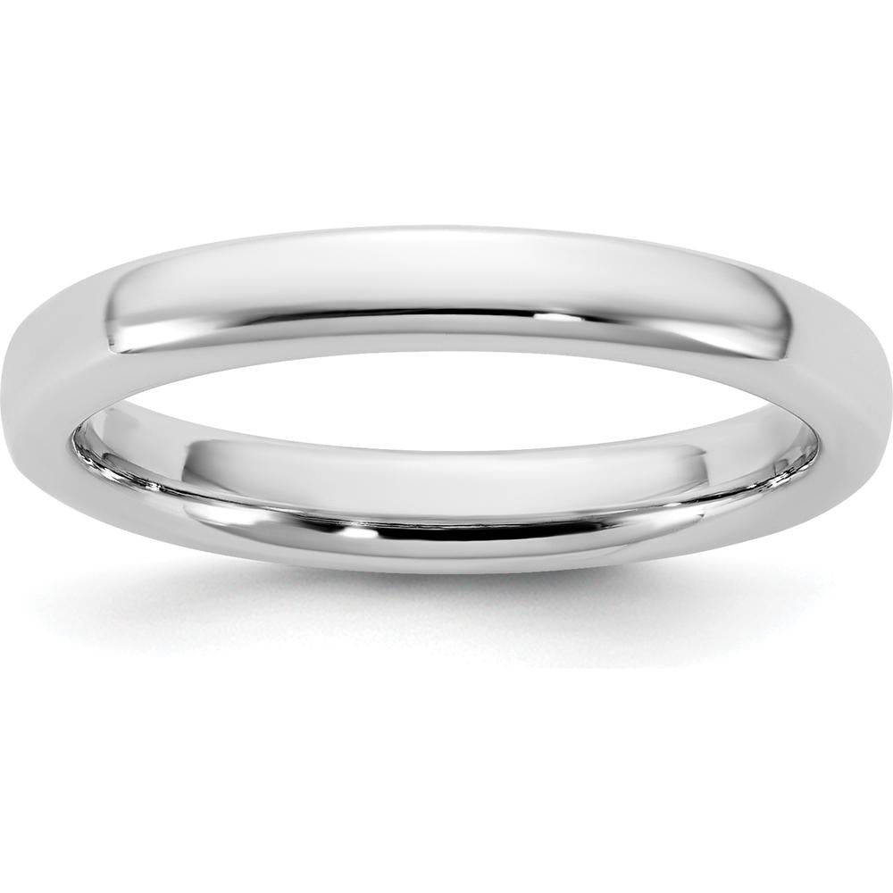 14K White Gold 3mm European Comfort Fit Wedding Band with Polished Fin ...