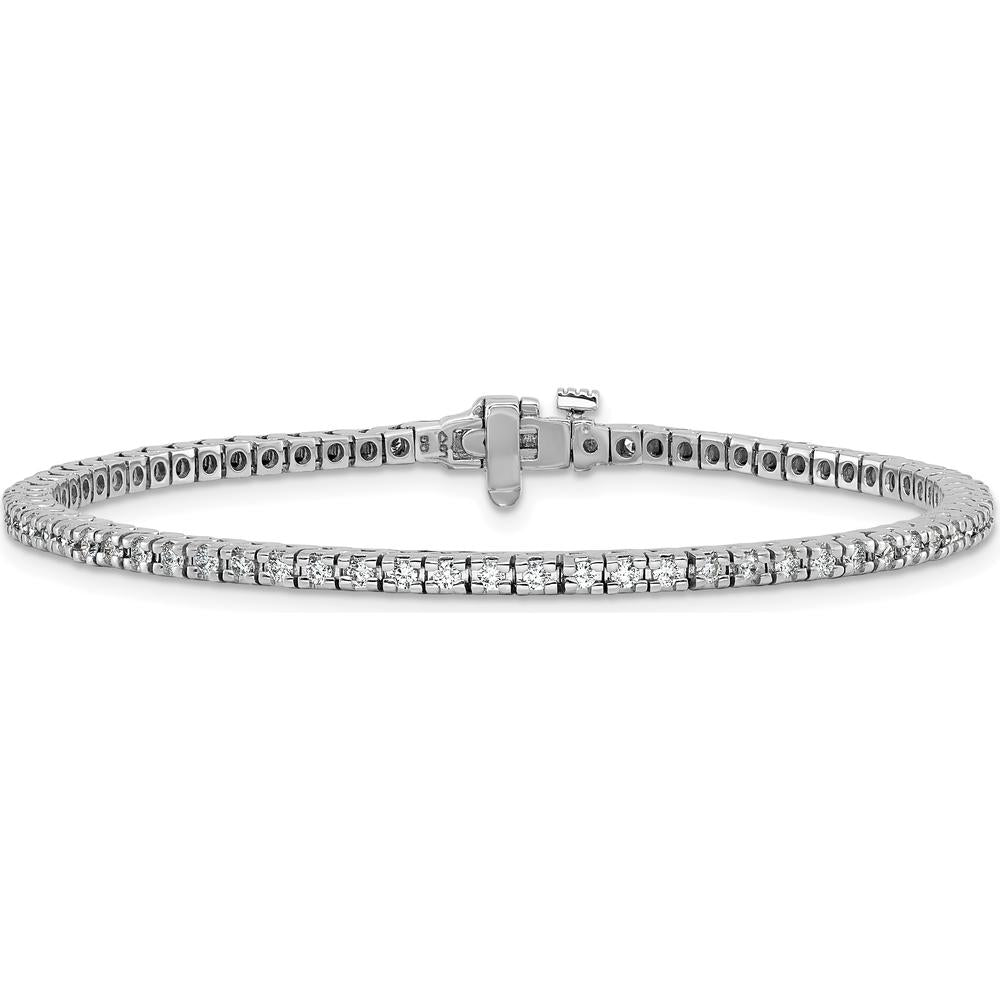 14K White Gold 7-Inch Tennis Bracelet with 74 Round Faceted Diamonds ...