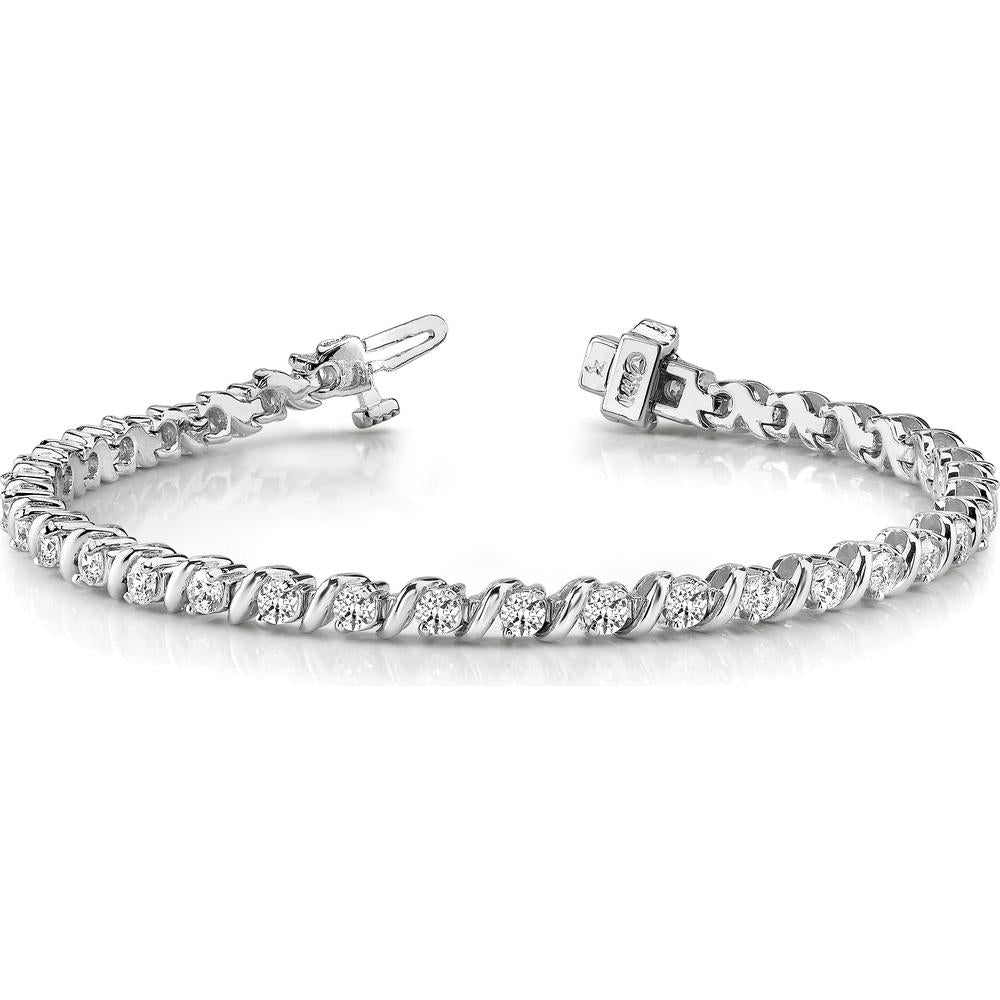 14K White Gold 7" Tennis Bracelet with 44 Round Diamonds - 2.2 Carat T ...