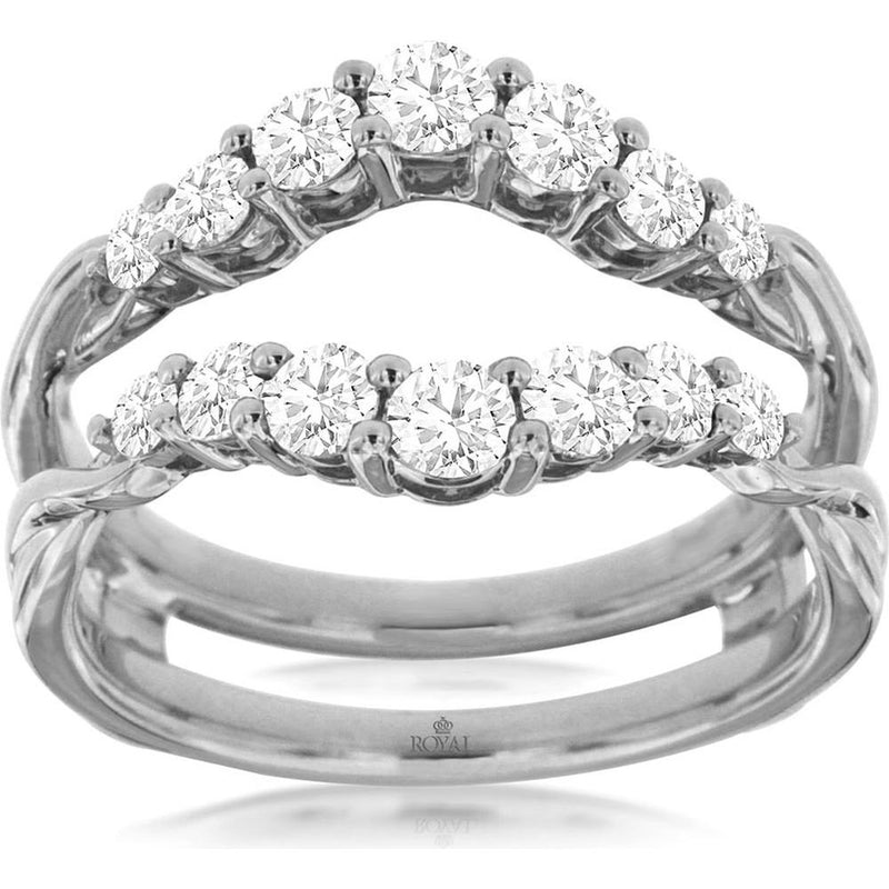 14K White Gold Diamond Insert Ring with Round Cut Diamonds - 0.92 Cara ...