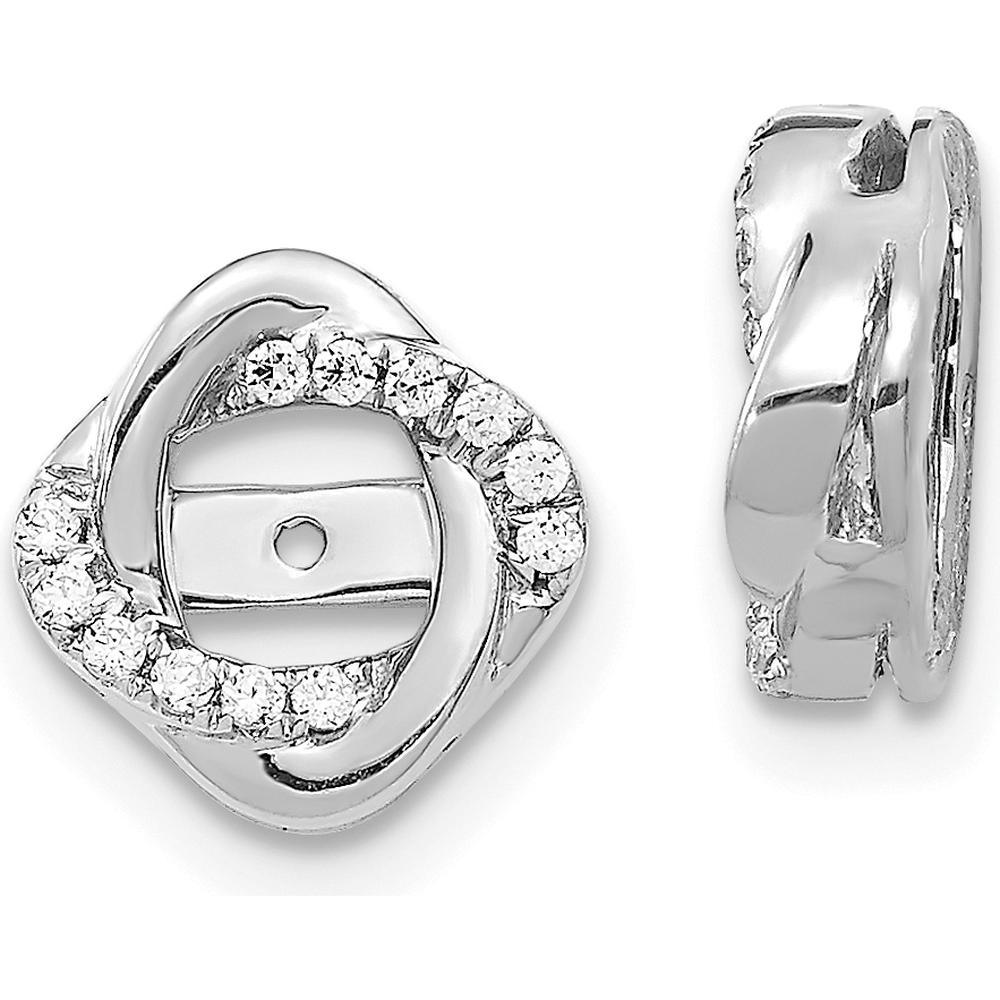 14K White Gold Diamond Jacket Earrings with 24 Round Diamonds - 0.12 C ...