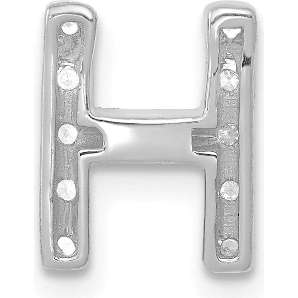 14K White Gold Diamond Letter H Initial Charm with 12 Round Diamonds ...