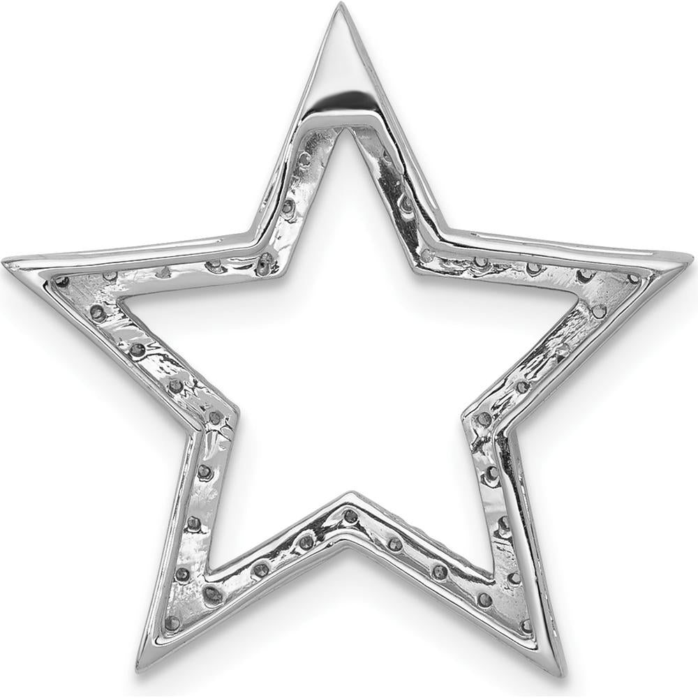 14K White Gold Diamond Star Chain Slide Pendant - 0.004 Carat Total Di ...