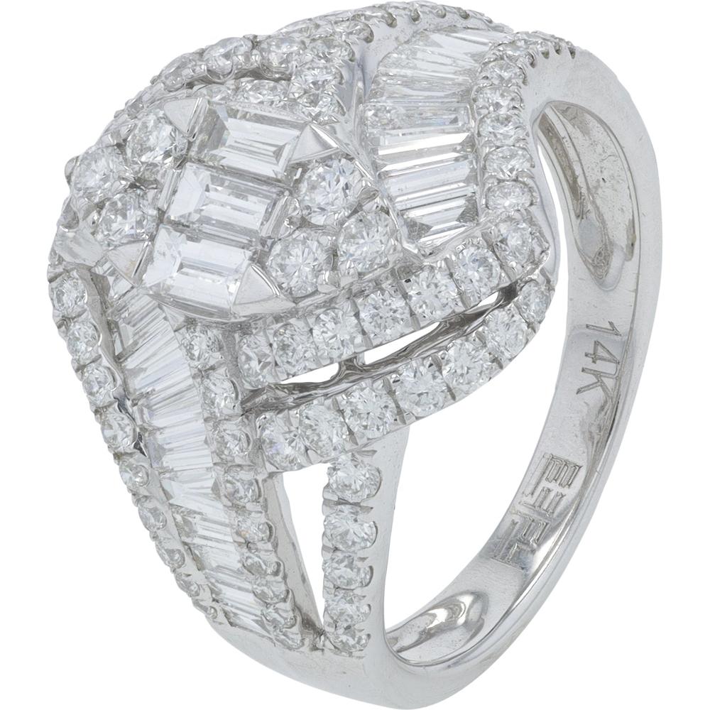 14K White Gold EFFY Dome Ring with Round & Baguette Diamonds - 1.75 Ca ...