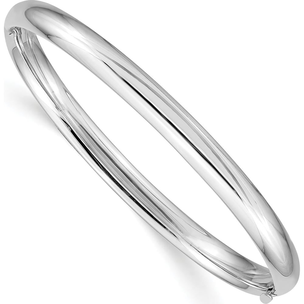 14K White Gold Hinged Baby Bangle with Safety Bar and Box Catch Clasp ...