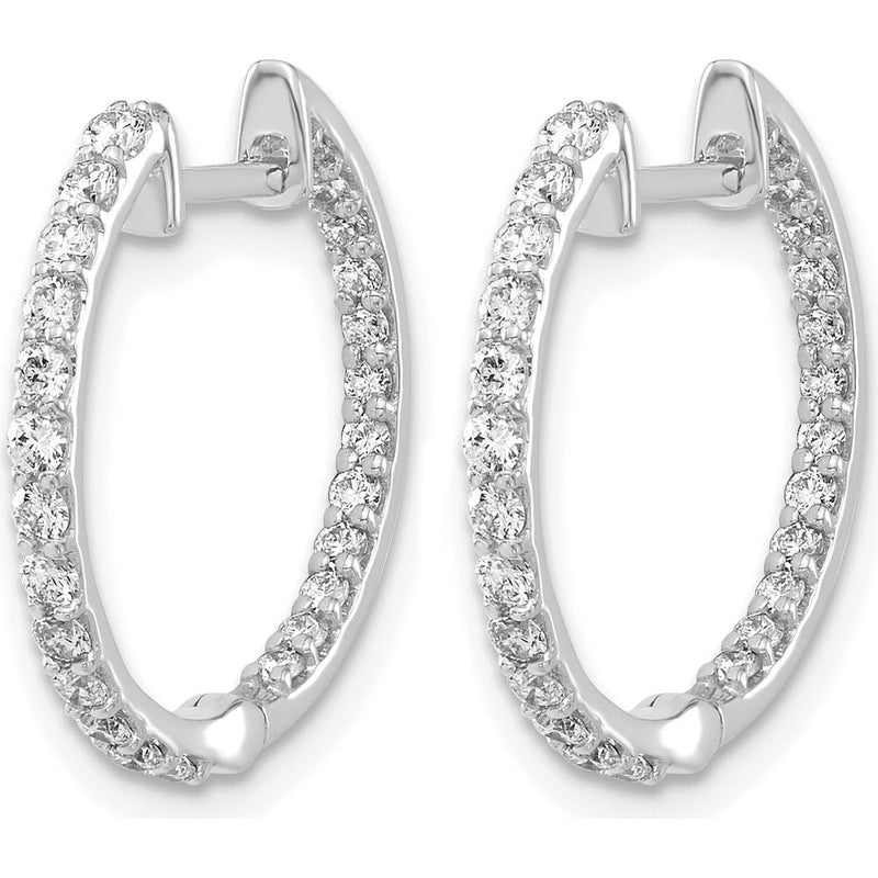 14K White Gold In and Out Hoop Earrings with Round Diamonds - 0.03 Car ...