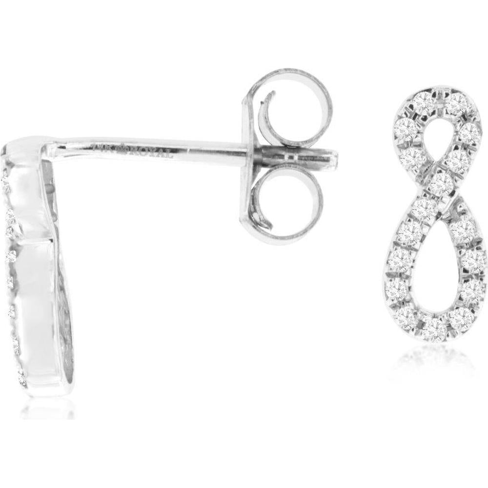 14K White Gold Infinity Diamond Earrings - 0.14 Carats Total Diamond W ...