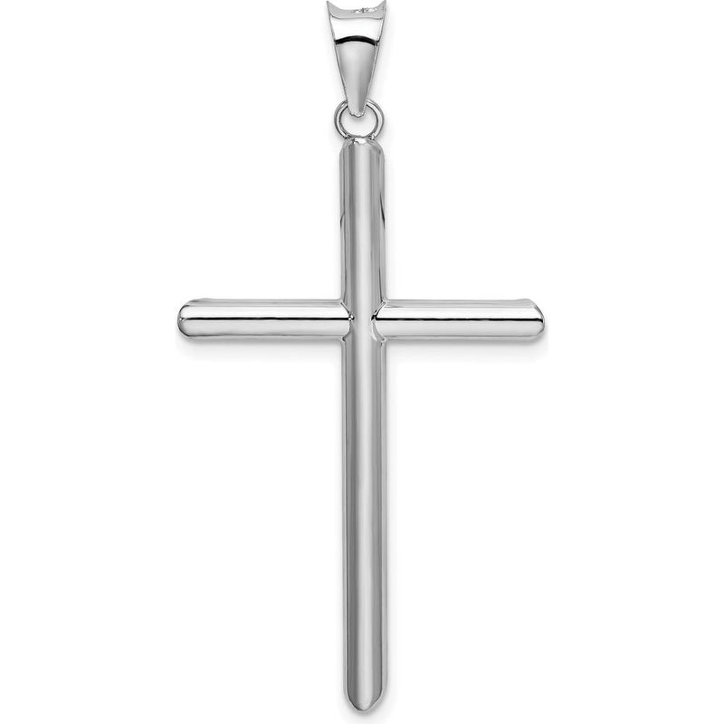 14K White Gold Large Hollow Cross Pendant with Polished Finish by Oro ...