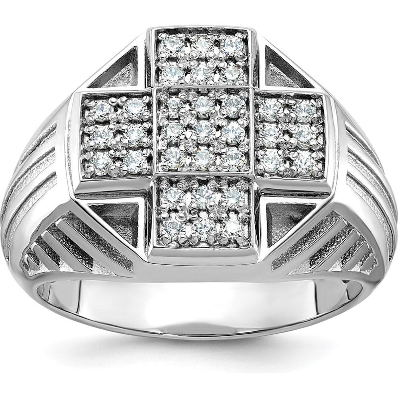 14K White Gold Men's Diamond Cross Cluster Ring with 1/2 Carat AA Qual – Robinson's Jewelers