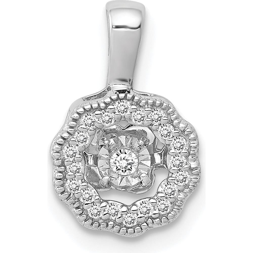 14K White Gold Moving Diamond Halo Pendant with Round Diamonds - 0.024 ...