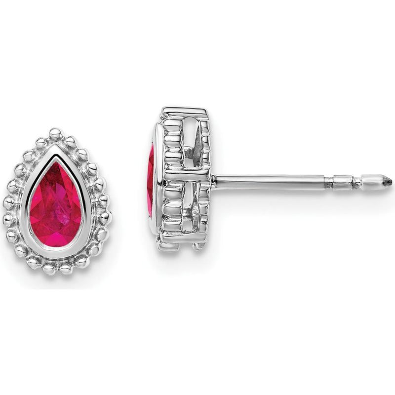 14K White Gold Pear Ruby Post Earrings - 0.25 Carat Total Ruby Weight – Robinson's Jewelers