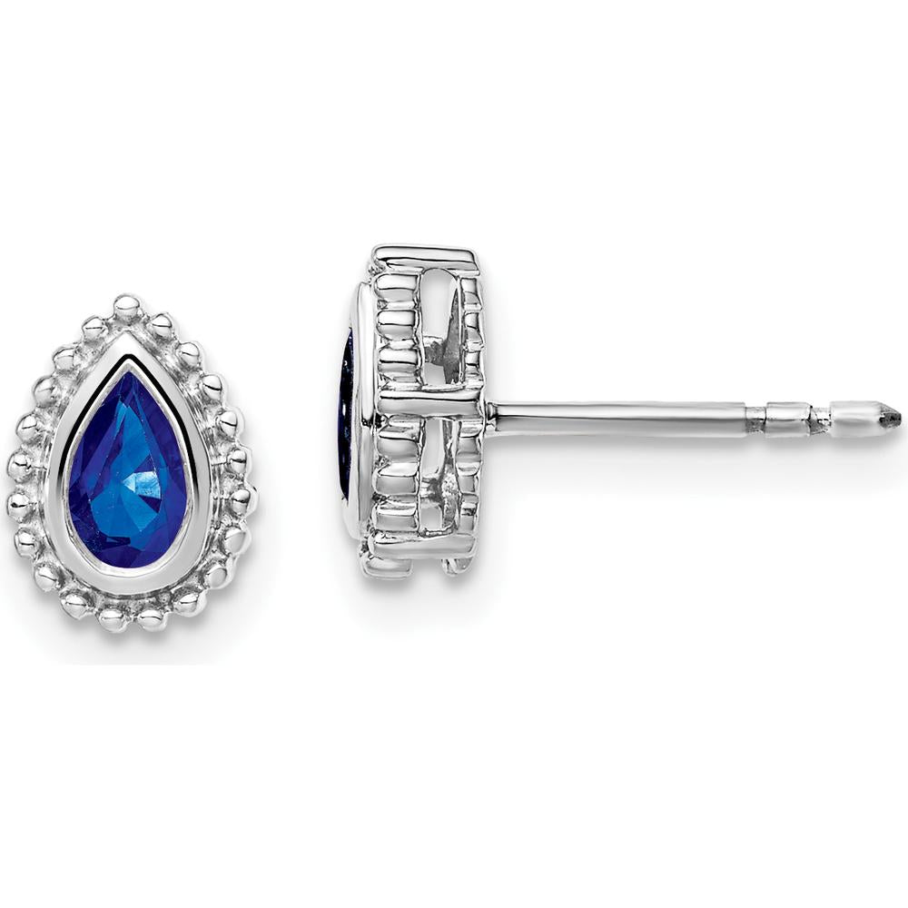 14K White Gold Pear Sapphire Post Earrings - 0.25 Carat Total Sapphire ...