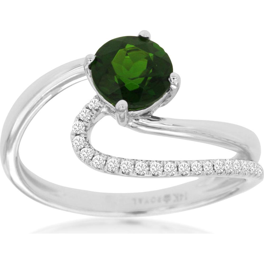 14K White Gold Russalite & Diamond Halo Ring - 1.10 Carats Total Gem W ...