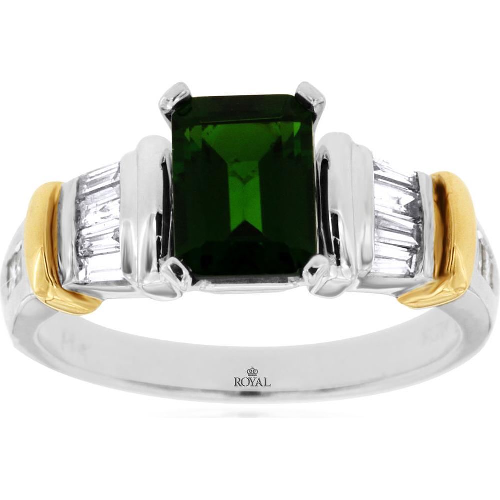 14K White Gold Russalite & Diamond Ring with Emerald Cut Russalite - 1 ...