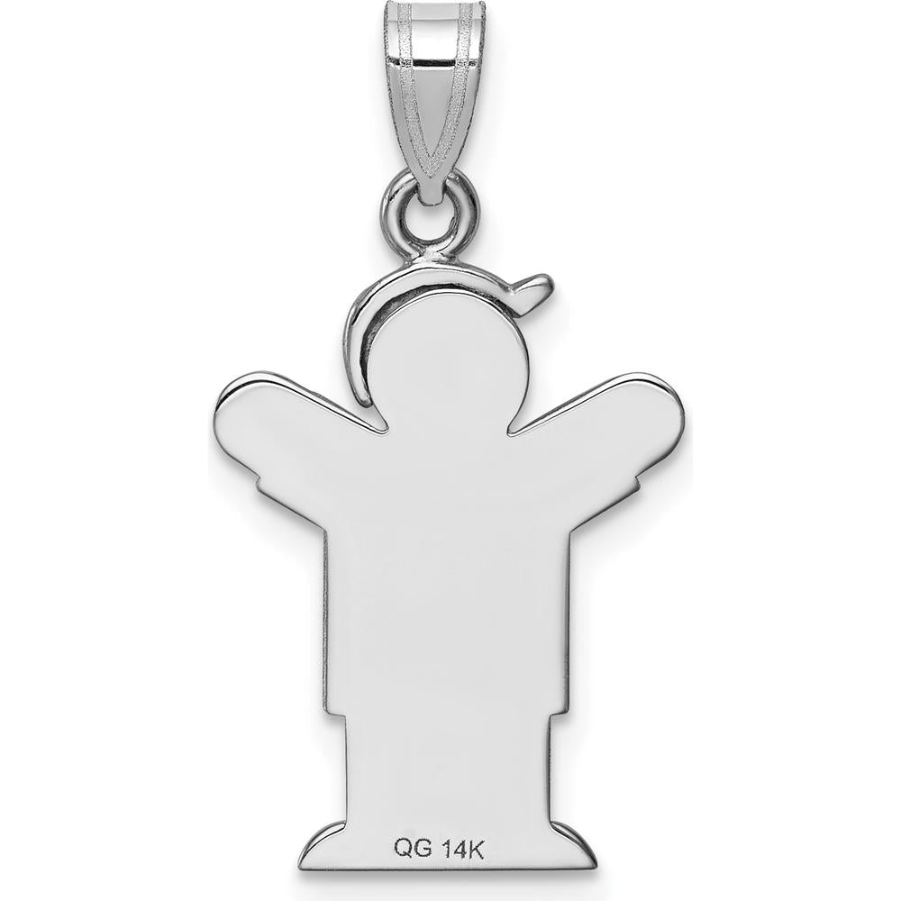 14K White Gold The Kids Small Boy with Hat on Right AA Diamond Love Ch ...