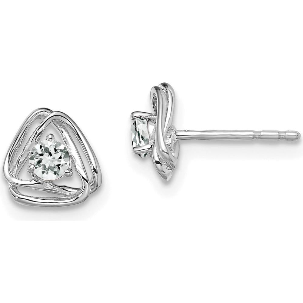 14K White Gold White Topaz Post Earrings - 0.15 Carat Total Gem Weight ...