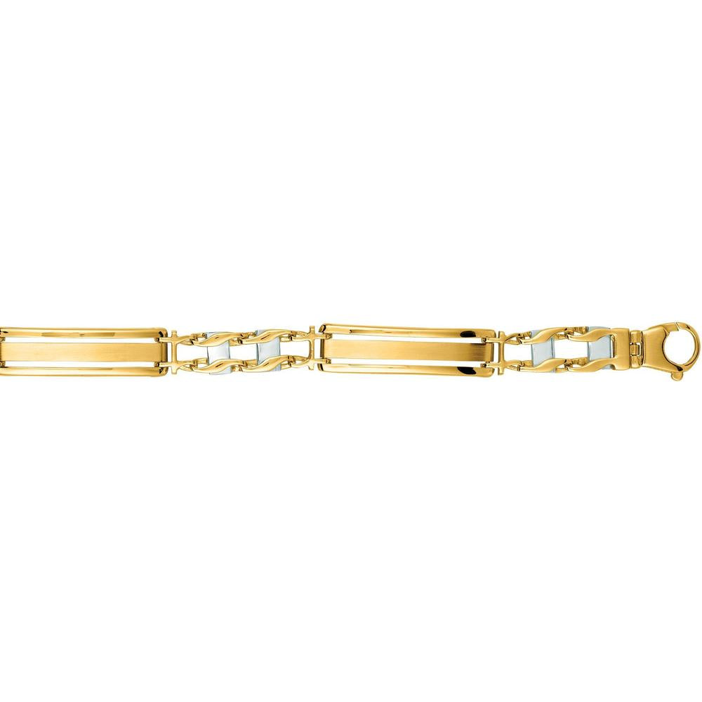 14K Yellow and White Gold 8.25" Railroad Link Bracelet with Polished F ...