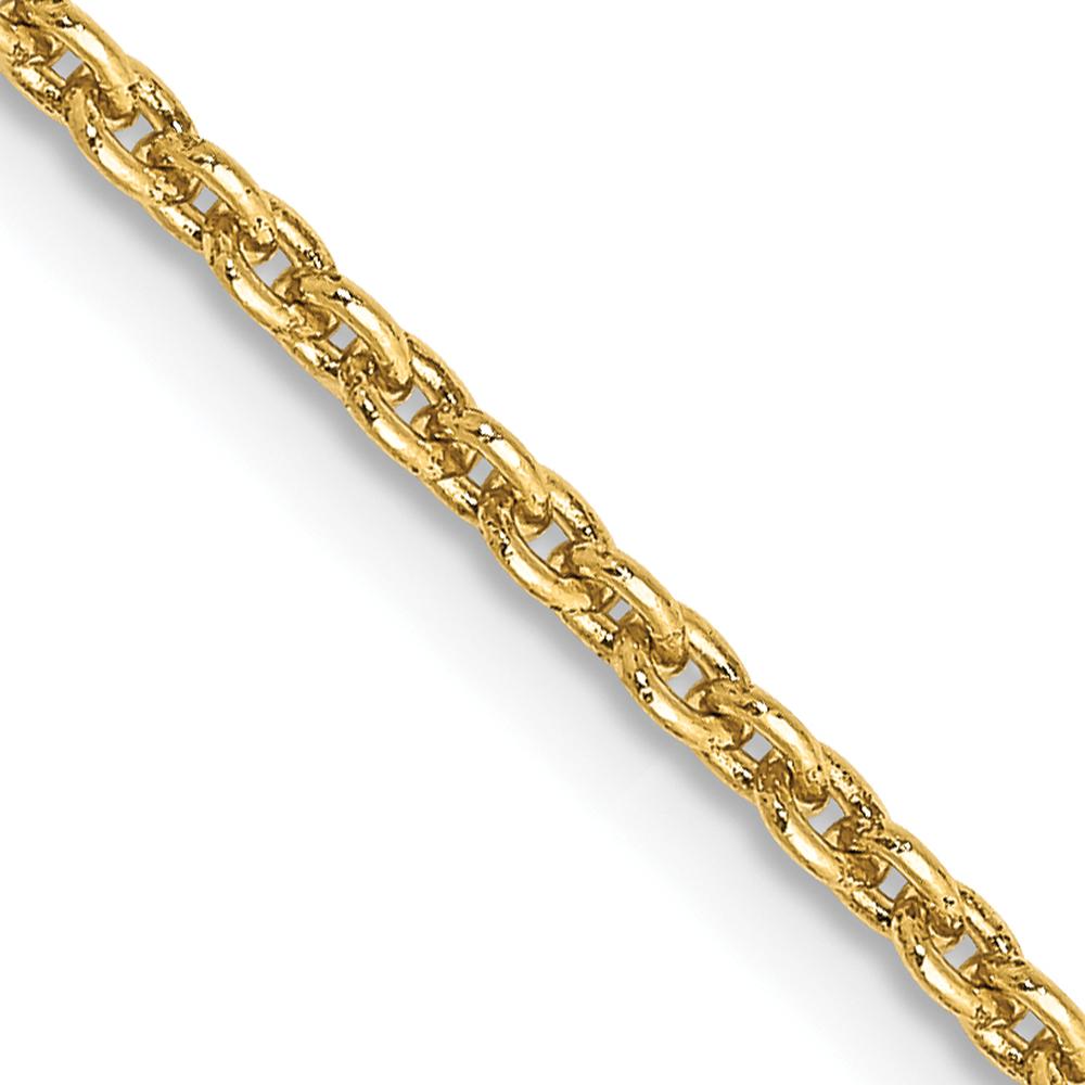 14K Yellow Gold 16" 2mm Round Open Link Cable Chain with Lobster Clasp ...